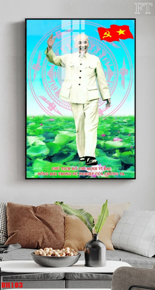 Tranh Treo Tường Bác Hồ Bên Hồ Sen