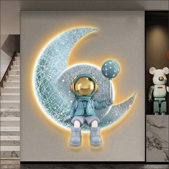 Tranh Đèn Led Tráng Gương Pha Lê Phi Hành Gia Trên Mặt Trăng